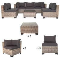 China Wholesale Sectional Sofa Garden Corner Set Factory Hot Sale Customizable 6 Pieces Outdoor Rattan Sofa for sale