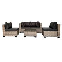 China Wholesale Sectional Sofa Garden Corner Set Factory Hot Sale Customizable 5 Pieces Outdoor Rattan Sofa Brown for sale