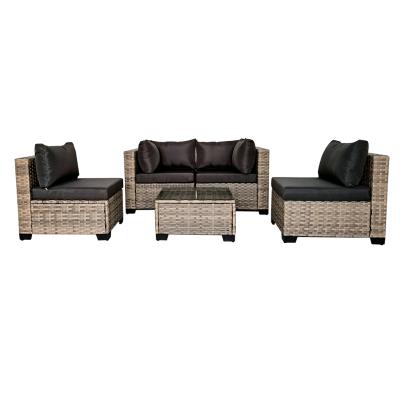 China Wholesale Sectional Sofa Garden Corner Set Factory Hot Sale Customizable 5 Pieces Outdoor Rattan Sofa Brown for sale