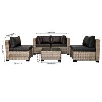 China Wholesale Sectional Sofa Garden Corner Set Factory Hot Sale Customizable 5 Pieces Outdoor Rattan Sofa Brown for sale