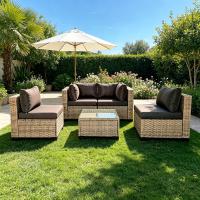 China Wholesale Sectional Sofa Garden Corner Set Factory Hot Sale Customizable 5 Pieces Outdoor Rattan Sofa Brown for sale