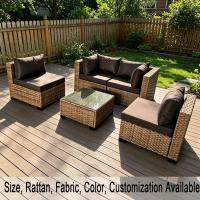 China Wholesale Sectional Sofa Garden Corner Set Factory Hot Sale Customizable 5 Pieces Outdoor Rattan Sofa Brown for sale