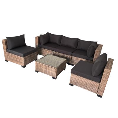 China Factory Direct Wholesale  PE Wicker Rattan  Sofa Set, Outdoor Patio Garden Sectional Corner Couch with  Coffee Table & Cushions for sale