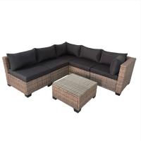 China Factory Direct Wholesale  PE Wicker Rattan  Sofa Set, Outdoor Patio Garden Sectional Corner Couch with  Coffee Table & Cushions for sale