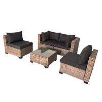 China Factory Direct Wholesale  PE Wicker Rattan  Sofa Set, Outdoor Patio Garden Sectional Corner Couch with  Coffee Table & Cushions for sale