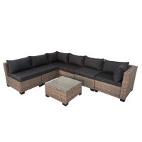 China Factory Direct Wholesale  PE Wicker Rattan  Sofa Set, Outdoor Patio Garden Sectional Corner Couch with  Coffee Table & Cushions for sale