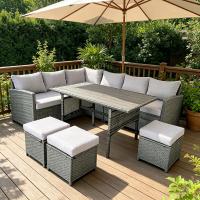 China New Design Outdoor Patio Furniture Leisure Dining Table and Chairs 2026 Factory Hot Sale Style PE Rattan Outdoor Sofa Sets for sale