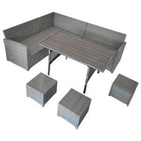 China New Design Outdoor Patio Furniture Leisure Dining Table and Chairs 2026 Factory Hot Sale Style PE Rattan Outdoor Sofa Sets for sale