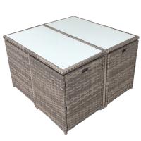 China Wholesale Outdoor Patio Garden Furniture Space Saving Dinning Table and Chair PE Wicker Tempered Glass Table Top for sale