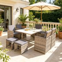 China Wholesale Outdoor Patio Garden Furniture Space Saving Dinning Table and Chair PE Wicker Tempered Glass Table Top for sale