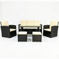 China Outdoor Garden and Patio Furniture Set Dining Table and Chairs Rattan  2 Seat and Single Armchair 2 Pieces Stool 1 Piece Table for sale