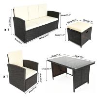 China Outdoor Garden and Patio Furniture Set Dining Table and Chairs Rattan  2 Seat and Single Armchair 2 Pieces Stool 1 Piece Table for sale