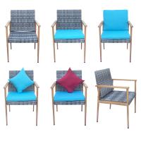 China Outdoor Furniture for Restaurant Dining Home Steel Frame Feet Heat Transfer Printing Wood Grain Table and Chairs for sale