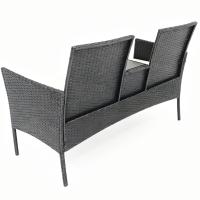 China Outdoor Rattan Love Seat with Middle Table 2-Seat Patio Wicker Conversation Chair Set with Cushions for sale