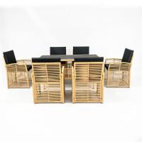 China Factory 2027 Hot Sale Garden Dining Table and Chair Steel Frame Rattan Chairs and Poly Wooden Table for sale