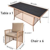 China Factory 2027 Hot Sale Garden Dining Table and Chair Steel Frame Rattan Chairs and Poly Wooden Table for sale