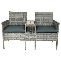 China Hot Sale All Weather  Garden Patio Furniture Rattan Garden Chair Outdoor Woven Rattan Wicker Love Chair for sale