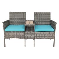 China Hot Sale All Weather  Garden Patio Furniture Rattan Garden Chair Outdoor Woven Rattan Wicker Love Chair for sale