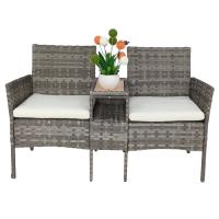 China Hot Sale All Weather  Garden Patio Furniture Rattan Garden Chair Outdoor Woven Rattan Wicker Love Chair for sale
