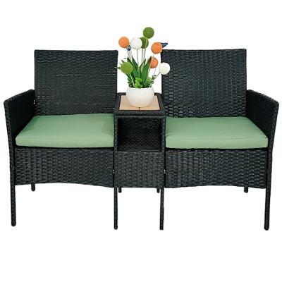 China Knock Down Structure High Quality Outdoor Patio Garden Wicker Chair Outdoor Furniture Rattan Love  Bench Chair for sale