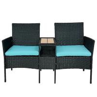 China Knock Down Structure High Quality Outdoor Patio Garden Wicker Chair Outdoor Furniture Rattan Love  Bench Chair for sale