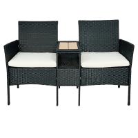 China Knock Down Structure High Quality Outdoor Patio Garden Wicker Chair Outdoor Furniture Rattan Love  Bench Chair for sale