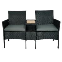 China Knock Down Structure High Quality Outdoor Patio Garden Wicker Chair Outdoor Furniture Rattan Love  Bench Chair for sale