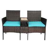 China Hot Sale Good Quality Garden Chairs Poly Wide Brown Rattan Hand Weaving Love Chair for sale
