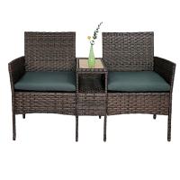 China Hot Sale Good Quality Garden Chairs Poly Wide Brown Rattan Hand Weaving Love Chair for sale
