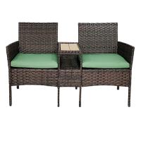 China Hot Sale Good Quality Garden Chairs Poly Wide Brown Rattan Hand Weaving Love Chair for sale