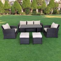 China Modern Outdoor Rattan Dining Table and Chair Set Woven Wicker Patio Furniture with Removable Cushions for Garden Terrace for sale