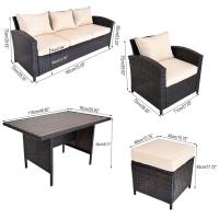 China Modern Outdoor Rattan Dining Table and Chair Set Woven Wicker Patio Furniture with Removable Cushions for Garden Terrace for sale