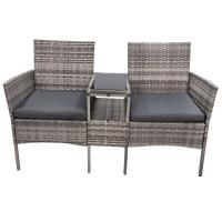 China Factory Wholesale Cheap Price High Quality Garden Chair Outdoor Metal Frame Knock Down Structure PE Wicker Love Seat for sale