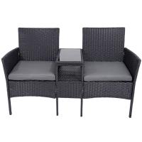 China Factory Wholesale Cheap Price High Quality Garden Chair Outdoor Metal Frame Knock Down Structure PE Wicker Love Seat for sale