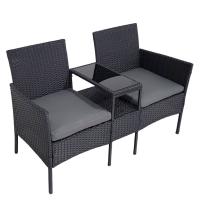 China Factory Wholesale Cheap Price High Quality Garden Chair Outdoor Metal Frame Knock Down Structure PE Wicker Love Seat for sale