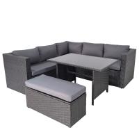 China Set of 4 Big Size Outdoor Patio Garden Dining Table and Chairs Terrace Rattan Seating Casual Terrace Furniture for sale