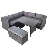 China Set of 4 Big Size Outdoor Patio Garden Dining Table and Chairs Terrace Rattan Seating Casual Terrace Furniture for sale