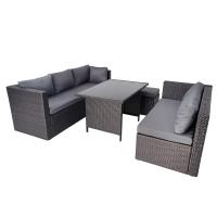 China Set of 4 Big Size Outdoor Patio Garden Dining Table and Chairs Terrace Rattan Seating Casual Terrace Furniture for sale
