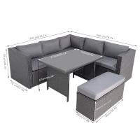 China Set of 4 Big Size Outdoor Patio Garden Dining Table and Chairs Terrace Rattan Seating Casual Terrace Furniture for sale