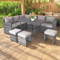 China Factory Wholesale Patio Garden Dining Table and Chairs Terrace Rattan Seating Casual Terrace Outdoor Dining Set for sale