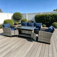China All Weather 4 Pieces Patio Furniture Set Garden Backyard Functional  Storage Dining Table Outdoor Wicker Conversation Set for sale
