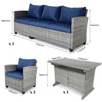 China All Weather 4 Pieces Patio Furniture Set Garden Backyard Functional  Storage Dining Table Outdoor Wicker Conversation Set for sale