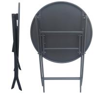 China Wholesale Price Outdoor Furniture Iron Frame Folding Table and Chair Black Rust Prevention Fold Chairs and Round Table for sale