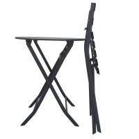 China Wholesale Price Outdoor Furniture Iron Frame Folding Table and Chair Black Rust Prevention Fold Chairs and Round Table for sale