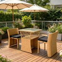 China Rattan Furniture Indoor Outdoor Garden Patio Set Steel Frame Wicker Children Table and Chairs Space Saving Mini Child Sets for sale