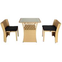China Rattan Furniture Indoor Outdoor Garden Patio Set Steel Frame Wicker Children Table and Chairs Space Saving Mini Child Sets for sale