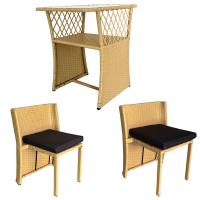 China Rattan Furniture Indoor Outdoor Garden Patio Set Steel Frame Wicker Children Table and Chairs Space Saving Mini Child Sets for sale