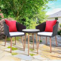 China Cobcciden Factory Direct Supply Outdoor Furniture Leisure Conversation 3 Pieces Rattan Chairs With Side Round End Table for sale