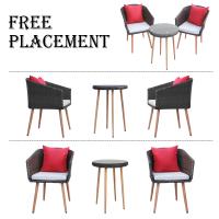 China Cobcciden Factory Direct Supply Outdoor Furniture Leisure Conversation 3 Pieces Rattan Chairs With Side Round End Table for sale