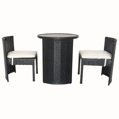 China Factory Wholesale Round Shape Garden Patio Balcony Rattan Table Space Save Outdoor Furniture for sale
